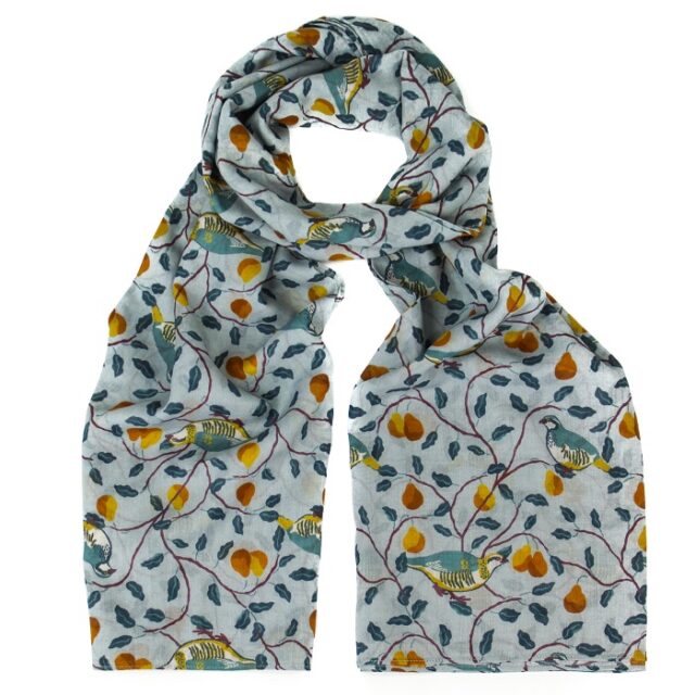 RSPB Partridge and Pear Scarf - by Hazel & Pip - Bee Eater Gifts